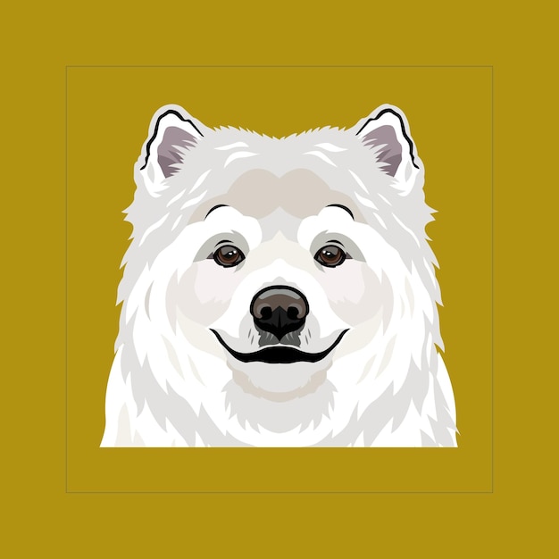 Cheerful Samoyed Dog Smiling Brightly on Mustard Yellow | Jiffy Designs