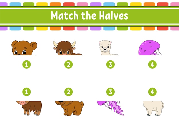 Adorable Animal Halves Match Game for Kids | Jiffy Designs