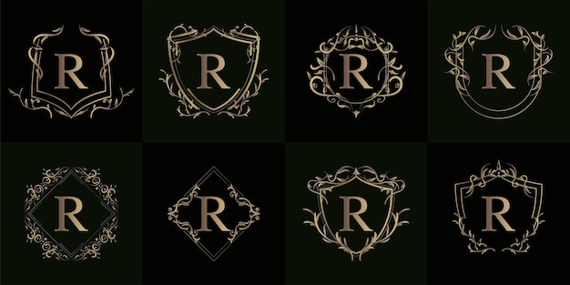 Ornate Monogram Designs with Letter R in Dark Tones | Jiffy Designs