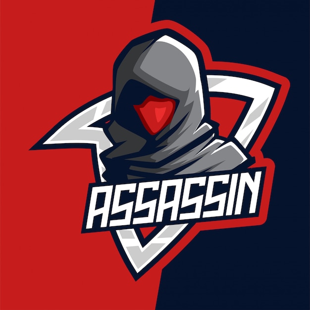 Mysterious Assassin Emblem in Bold Red and Navy | Jiffy Designs