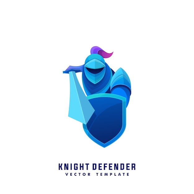 Geometric Knight Defender Illustration with Bold Colors and Shapes ...