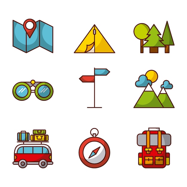Vibrant Collection of Outdoor Adventure Icons for Versatile Use | Jiffy ...