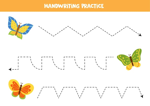 Handwriting Practice Worksheets with Butterflies and Dotted Lines ...