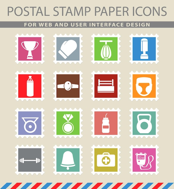 Diverse Collection of Postal Stamp Inspired Icons for Web and User ...