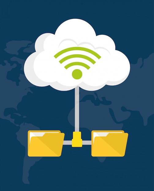 Cloud Storage and Wireless File Sharing Conceptual Illustration | Jiffy ...