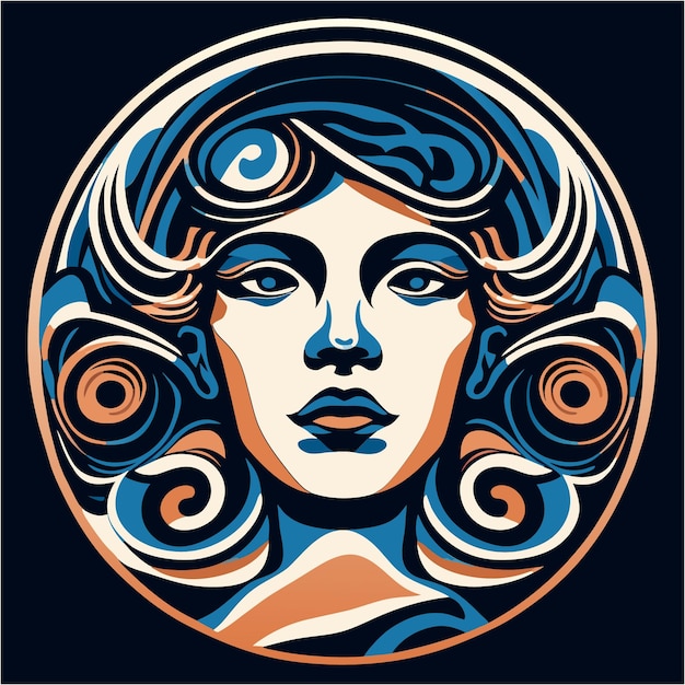 Captivating Visage: A Mesmerizing Art Nouveau Portrait | Jiffy Designs