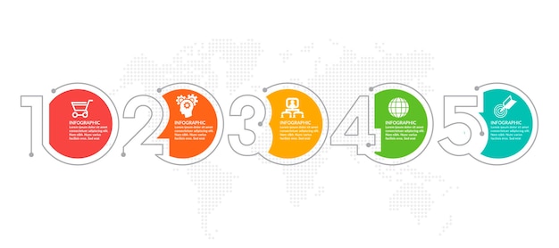 Vibrant Global Infographic with Iconic Symbols and Geometric Shapes ...