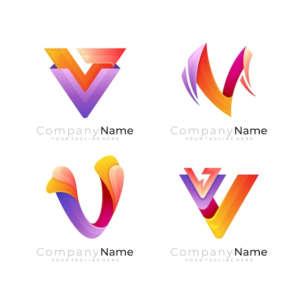 Vibrant abstract V logo designs with bold color schemes | Jiffy Designs