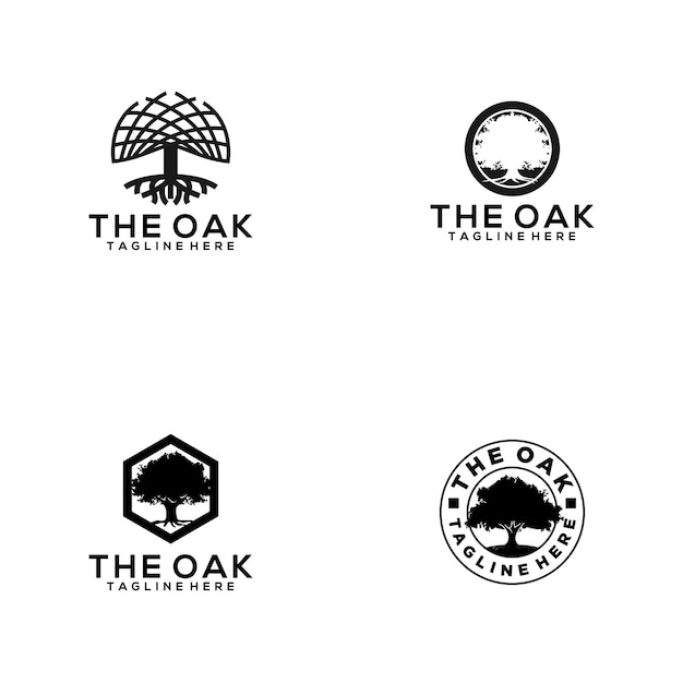 Versatile Oak Tree Logo Collection with Intricate Designs | Jiffy Designs