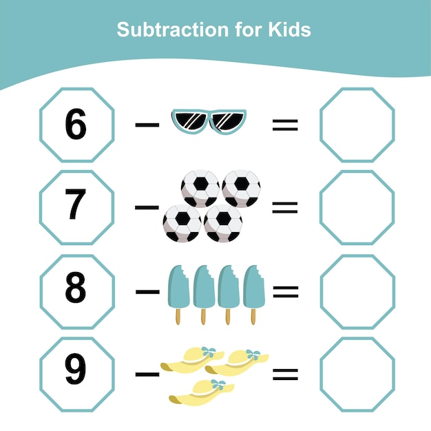 Engaging Subtraction Exercises with Vibrant Visual Aids | Jiffy Designs