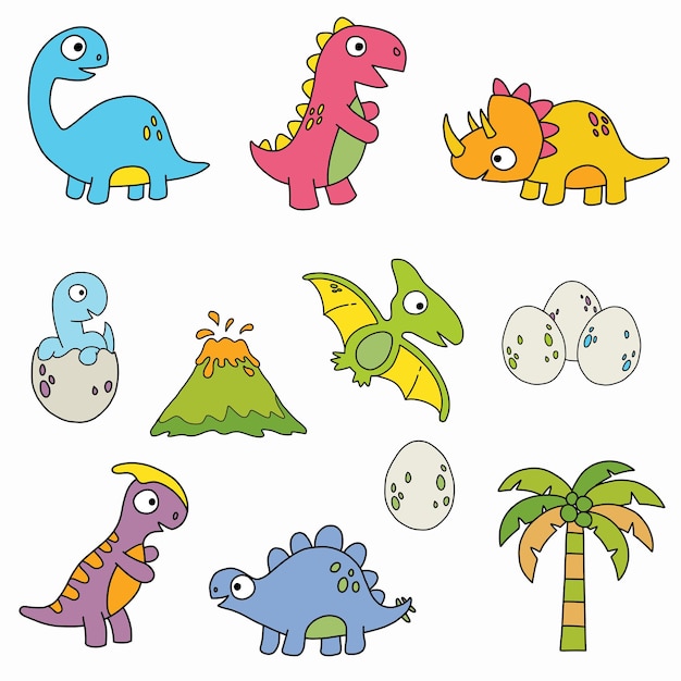 Playful Prehistoric Pals: A Vibrant Dinosaur Illustration Collection ...