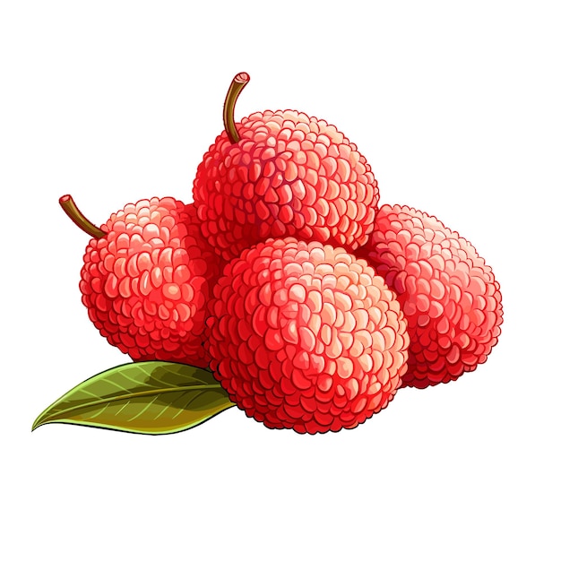 Vibrant Red Lychee Fruits with Glossy Shells and Green Leaves | Jiffy ...