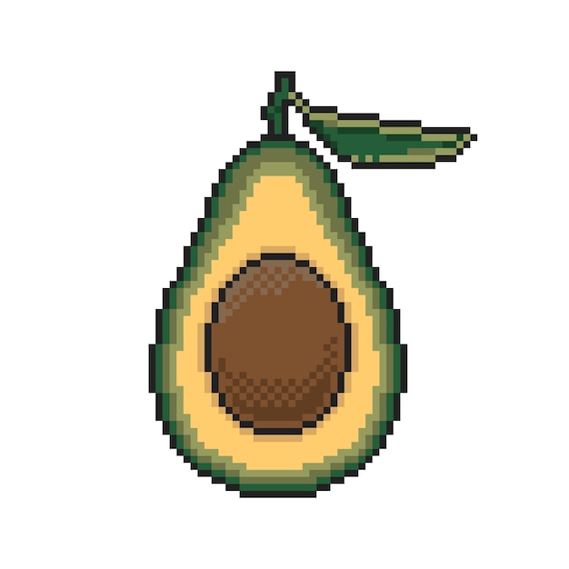 Vibrant Pixel Art Avocado with Leaf | Jiffy Designs