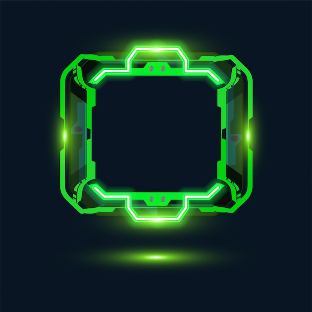 Glowing Green Neon Square Frame on Black Background | Jiffy Designs
