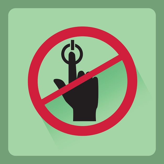 Prohibited sign with silhouetted hand gesture on green background ...