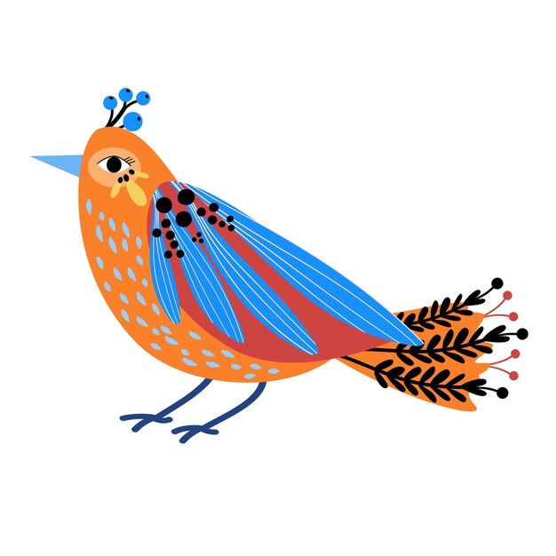 Vibrant and Whimsical Illustrated Bird with Playful Patterns | Jiffy ...
