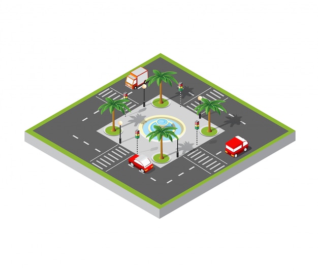 Isometric Illustration of a Modern City Park Intersection | Jiffy Designs