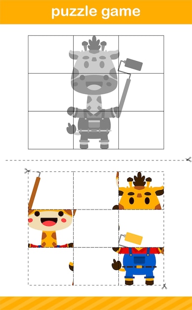 Charming Cartoon Giraffe Puzzle Game for Kids | Jiffy Designs