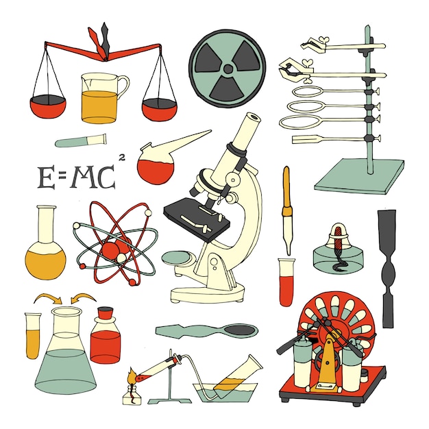 Vibrant Collection of Scientific Symbols and Equipment | Jiffy Designs