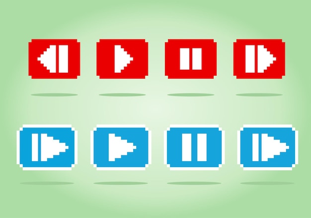 Vibrant Pixel Art Media Player Controls Collection | Jiffy Designs