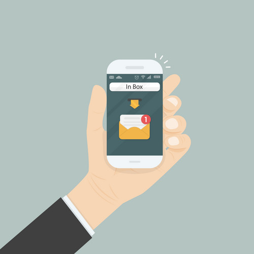 Hand Holding Smartphone And Touching Screen With Text Messaging ...