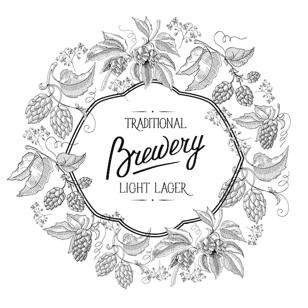 Elegant Botanical Frame Showcases Traditional Brewery Light Lager ...
