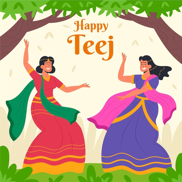 Vibrant Celebration of Teej: Joyous Women in Colorful Attire | Jiffy ...