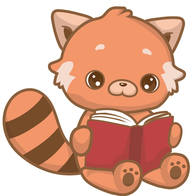 Adorable Red Panda Reading a Storybook | Jiffy Designs