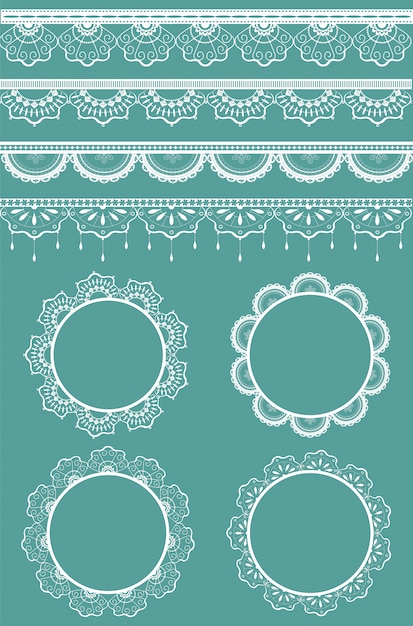 Elegant Lace Borders and Frames Collection on Teal Background | Jiffy ...