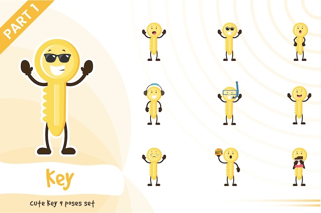 Charming Key Poses: Playful Illustrations of a Smiling Character ...