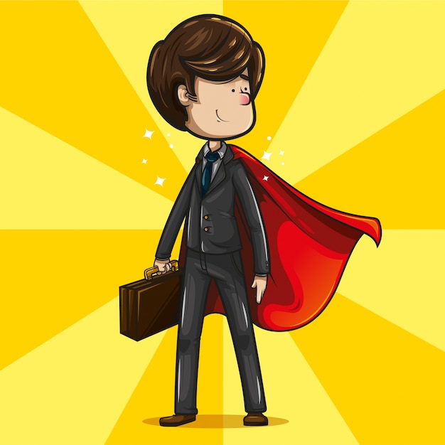 Confident Young Superhero in Formal Attire and Red Cape | Jiffy Designs