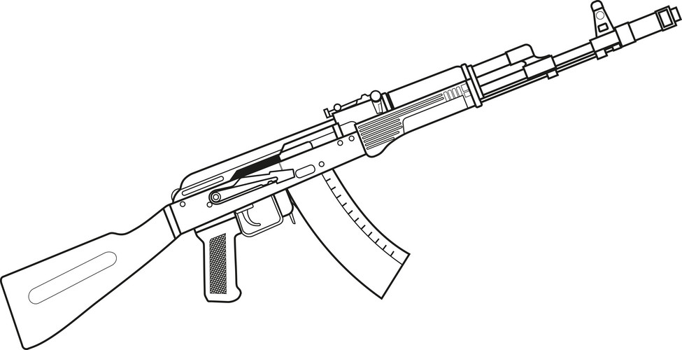 Assault Rifle Automatic Kalashnikov Ak74 Black On A White Background ...