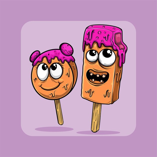Goofy Popsicle Duo with Vibrant Melting Treat Designs | Jiffy Designs
