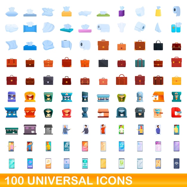 Diverse Collection of 100 Universal Icons for Versatile Applications ...