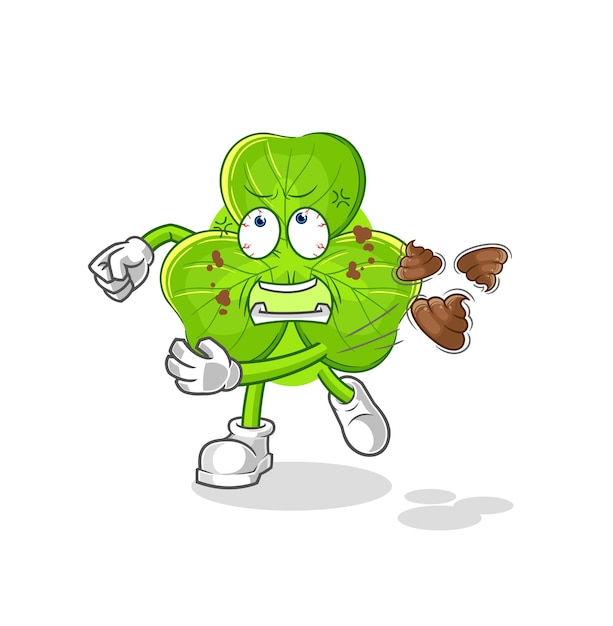 Angry Shamrock Cartoon Character Holding Fist and Acorn | Jiffy Designs