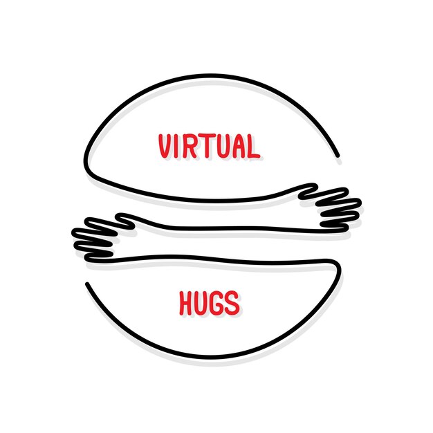 Minimalist Illustration of Embracing Arms and 'Virtual Hugs' Text ...