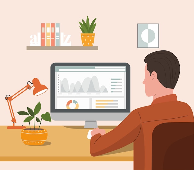 Cozy Workspace with Vibrant Plants and Analytical Dashboard | Jiffy Designs