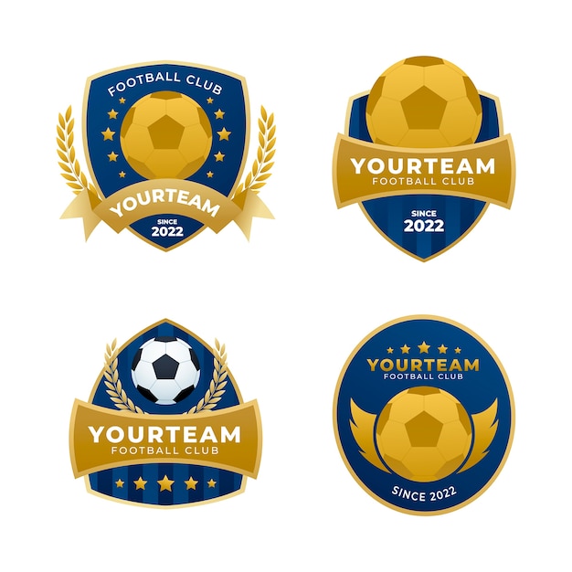 Vibrant Football Club Emblems with Golden Accents and Team Branding ...