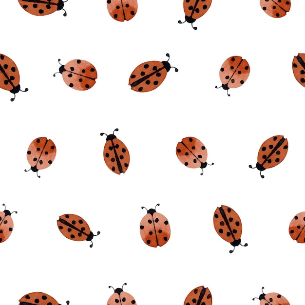 Seamless Pattern of Realistic Ladybugs on White Background | Jiffy Designs