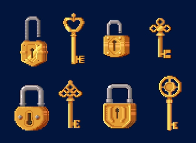 Enchanting Pixel Art Collection of Locks and Keys | Jiffy Designs