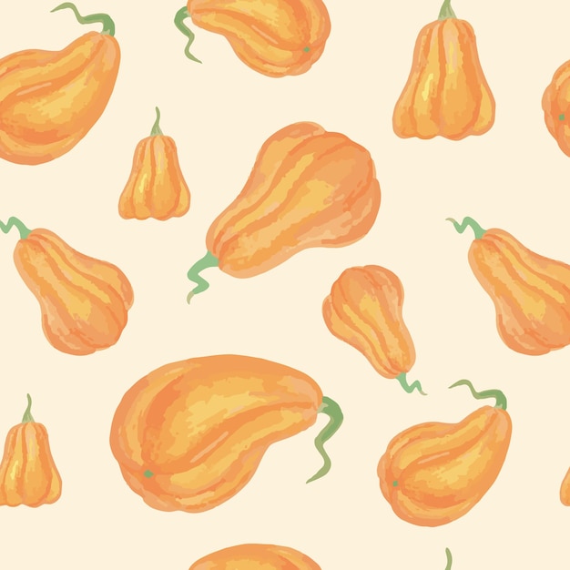 Vibrant Butternut Squash Pattern with Lush Foliage | Jiffy Designs