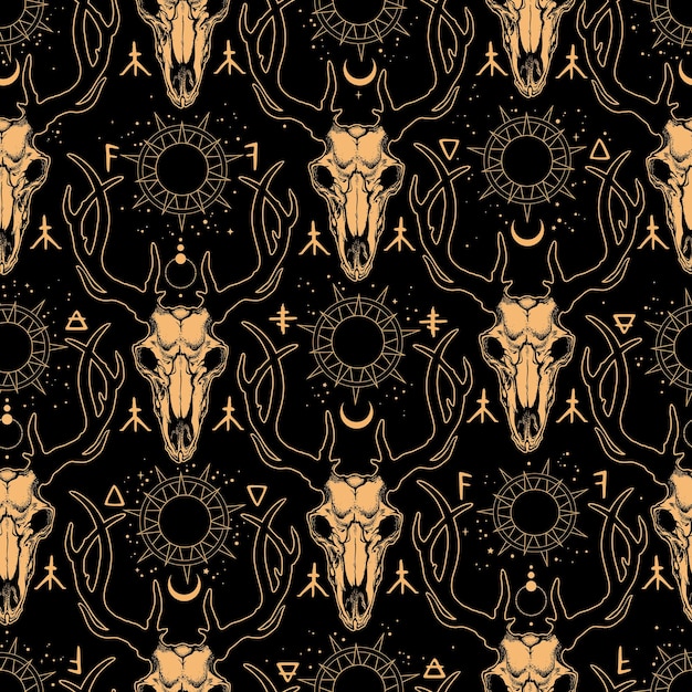 Mystical Skull Motifs and Celestial Symbols in Elegant Gold Tones ...