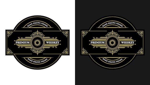 Elegant Premium Whiskey Label with Ornate Design | Jiffy Designs