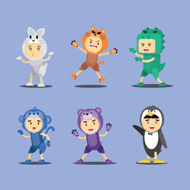 Charming Cartoon Animal Characters in Whimsical Poses | Jiffy Designs