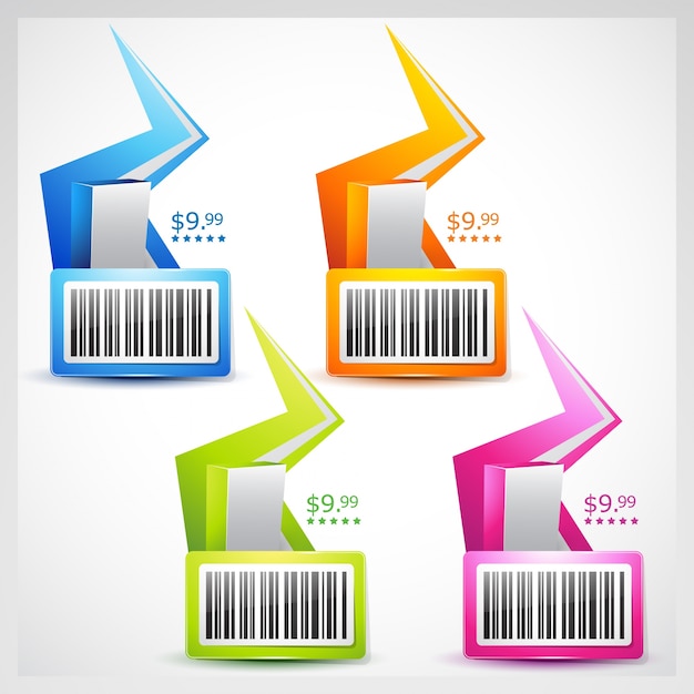 Vibrant Arrow Labels with Barcodes and Pricing Information | Jiffy Designs