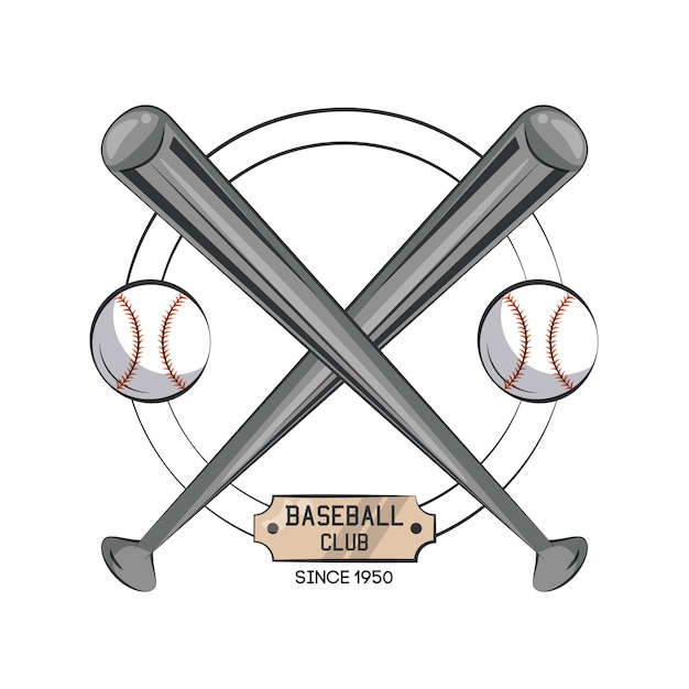 Vintage Baseball Club Emblem with Crossed Bats and Balls | Jiffy Designs