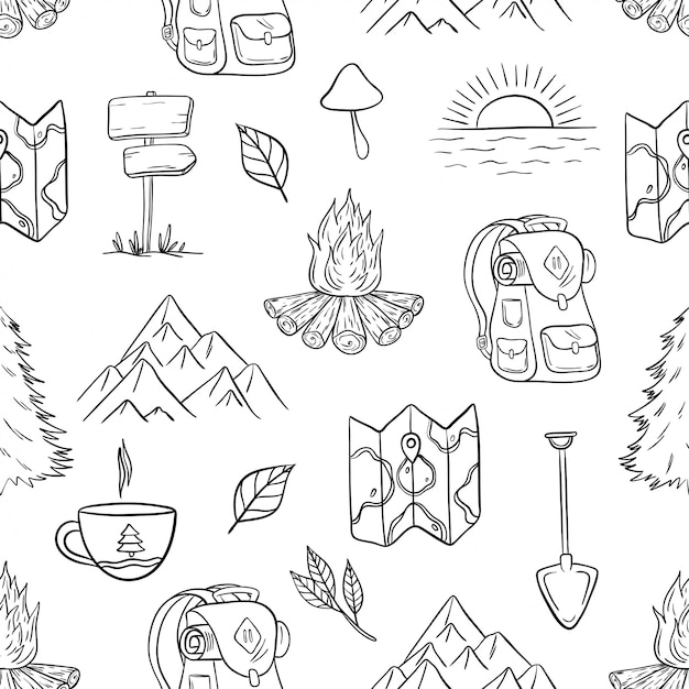 Charming Wilderness Adventure Doodles in Monochrome | Jiffy Designs