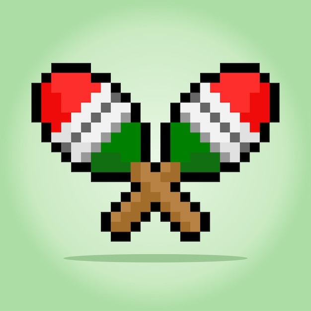 Vibrant Pixel Art Crossed Swords on Green Background | Jiffy Designs