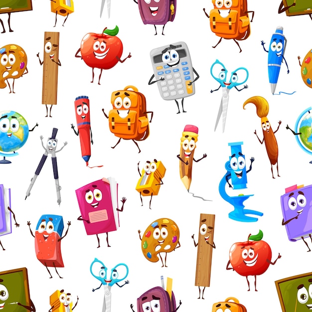 Vibrant Collection of Whimsical Cartoon Food and School Supply ...