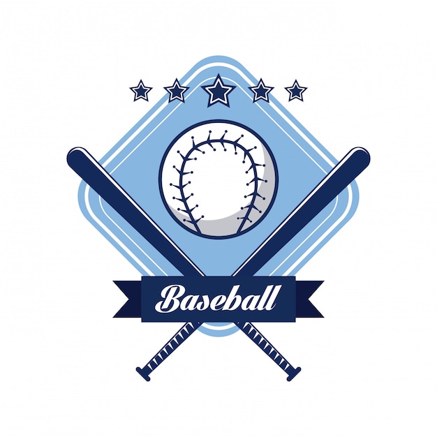 Baseball Diamond Emblem with Crossed Bats and Stars | Jiffy Designs